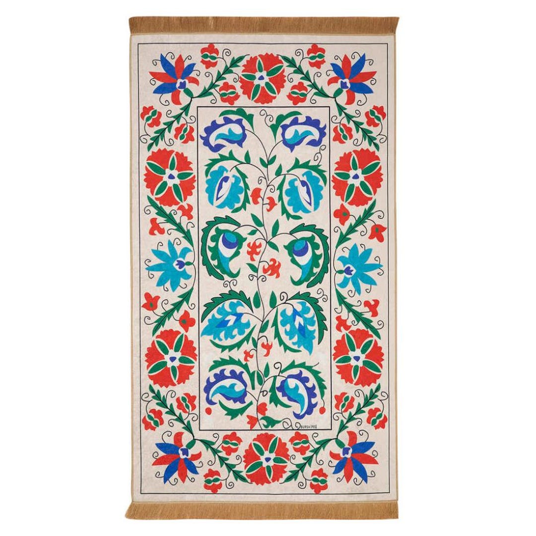 Luxury Silky Velvet Muslim Prayer Mat With Traditional Islamic Flower ...
