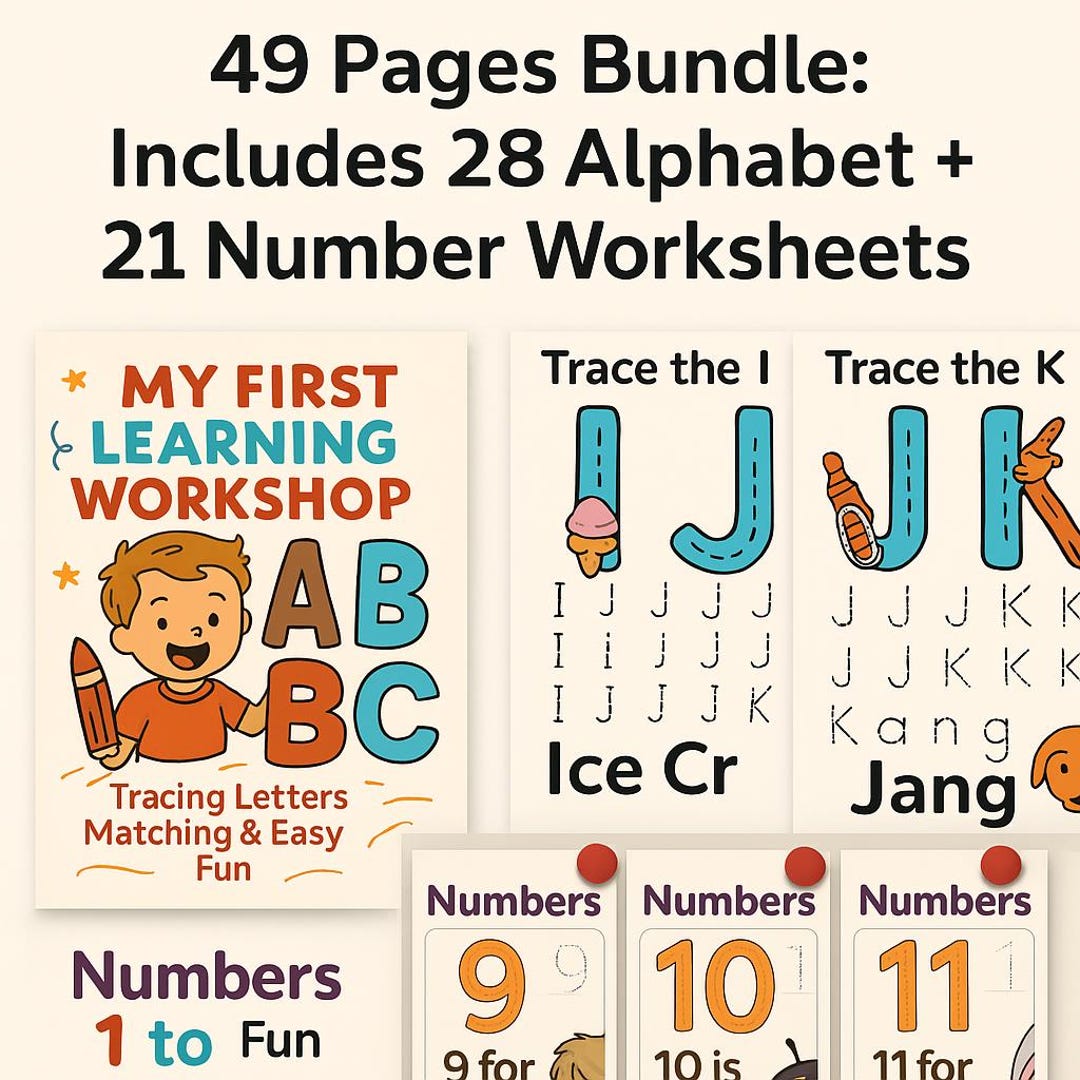 Alphabet & Numbers Tracing Worksheets for Kids – 49 Pages, PDF ...
