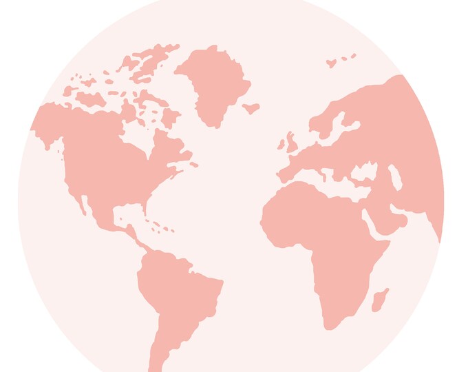 Pink Earth Illustration Wall Art Print. FREE Worldwide Shipping! - Etsy