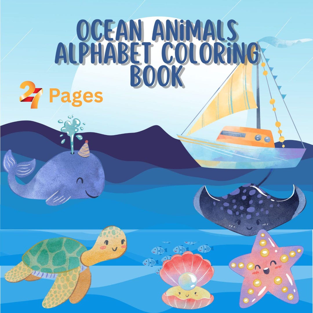 Ocean Animal Alphabet Coloring Pages for Kids A to Z Sea Life Printable ...