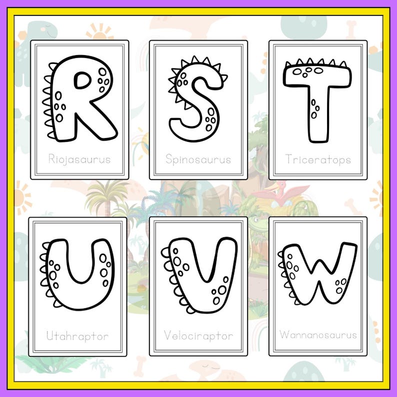 Dinosaur Alphabet Coloring Pages Fun Educational Printable Coloring ...
