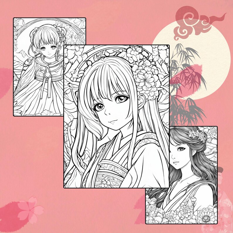 Japanese Girls Coloring Pages | Printable Kawaii Anime Art | Cute ...