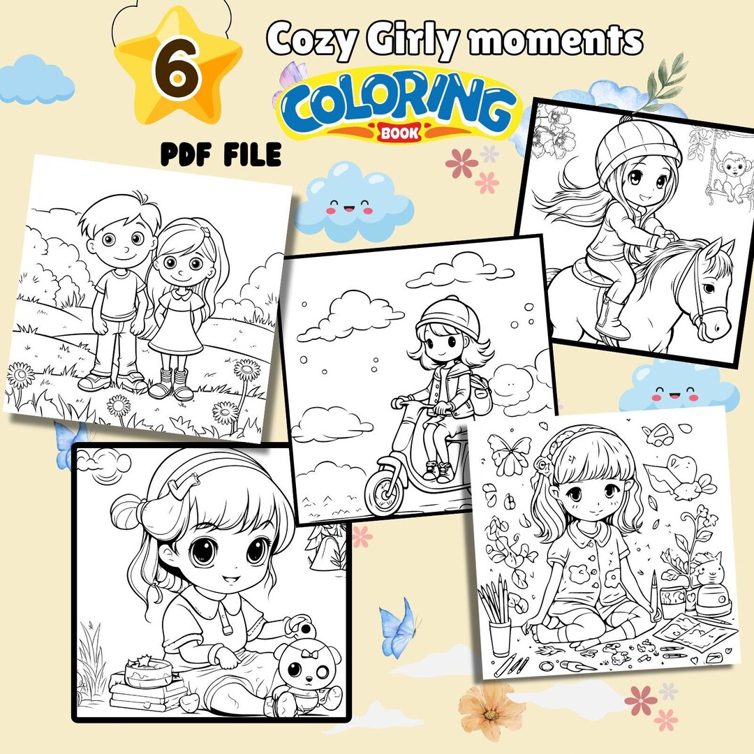 Girly Moments Coloring Book for Girls - Etsy