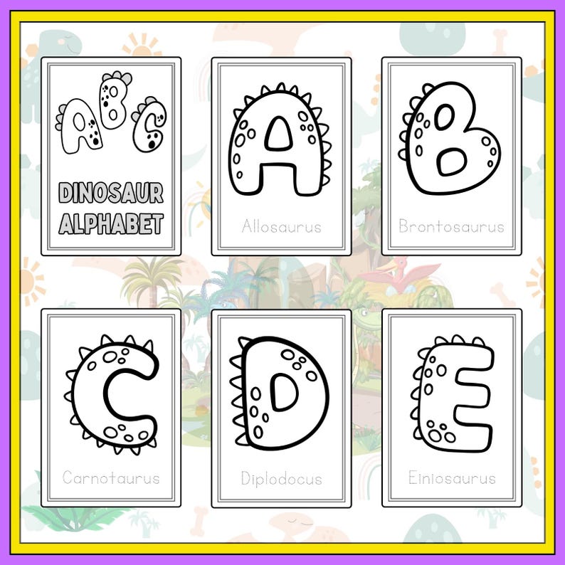 Dinosaur Alphabet Coloring Pages Fun Educational Printable Coloring ...