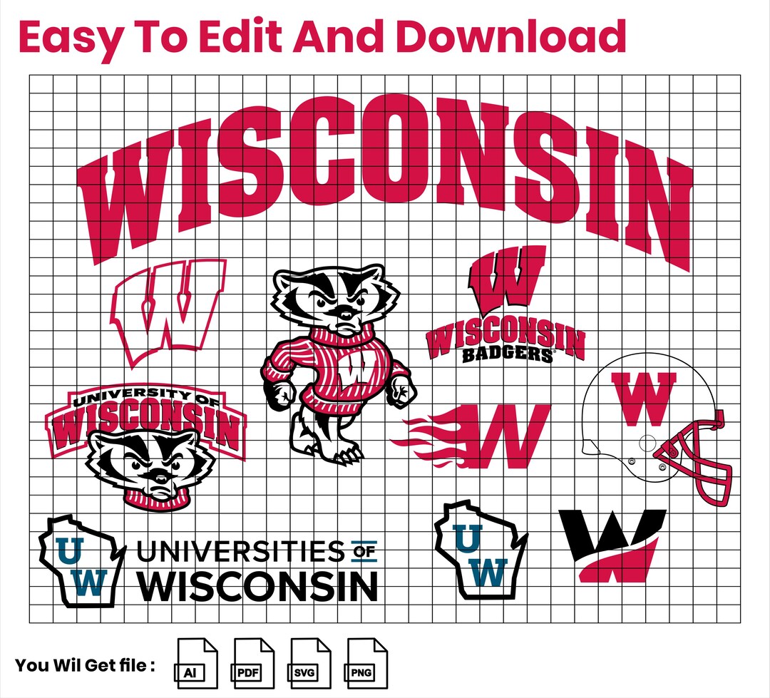 Wisconsin Badgers SVG Bundle, Layered Cut Files (digital Download ...