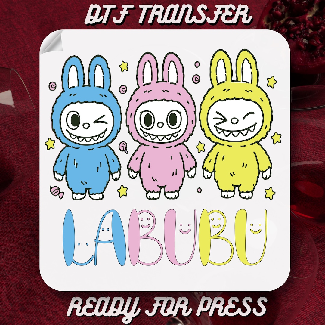 Labubu DTF Transfers, Kawaii Labubu Kids DTF Print, Funny Kids Ready Fo ...