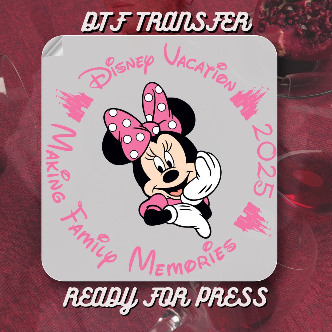 Minnie Mouse Heat Transfer, Disney Dtf Transfers, Ready to Press ...