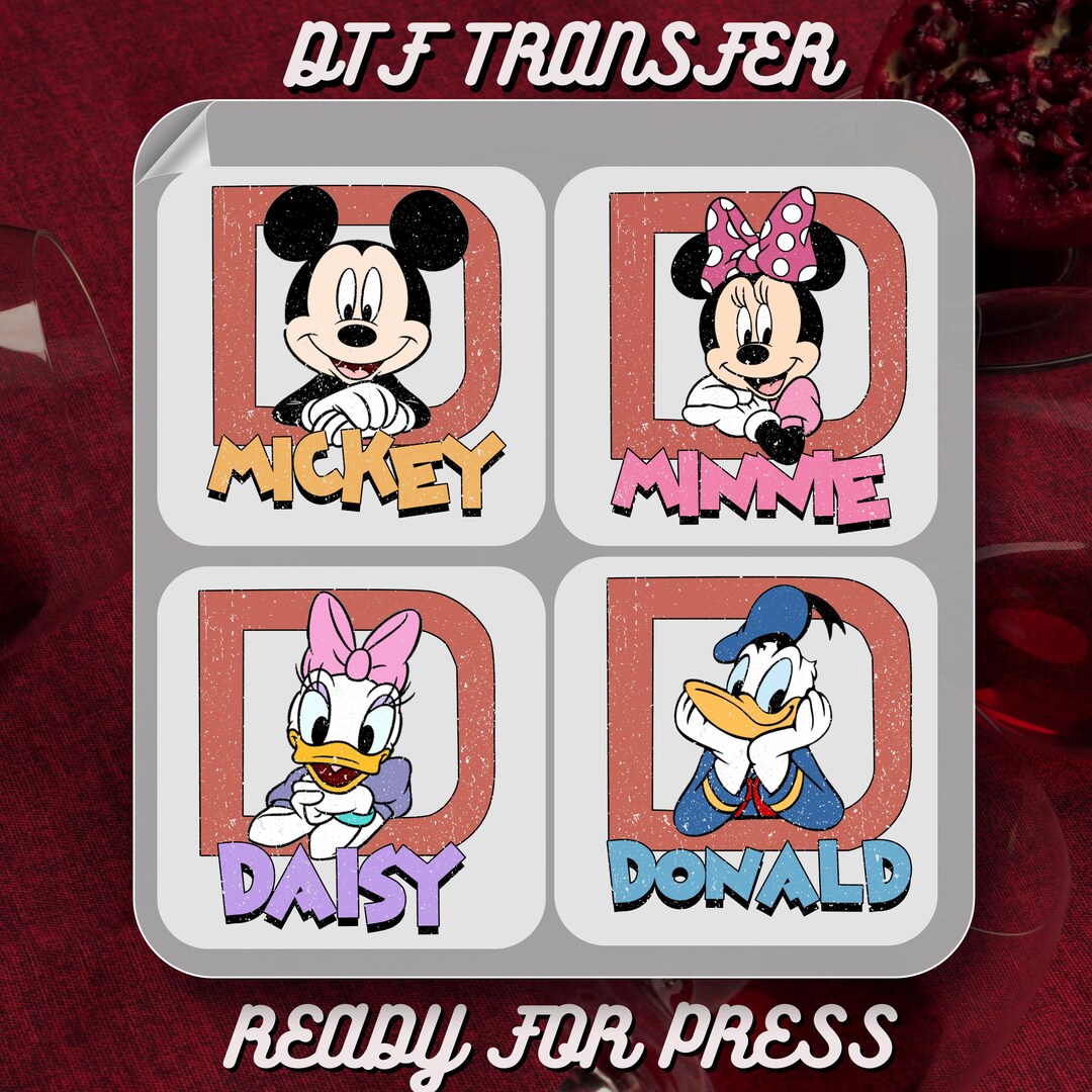 Retro Disney Mickey and Friends DTF Transfer, Vintage Mode Disney ...