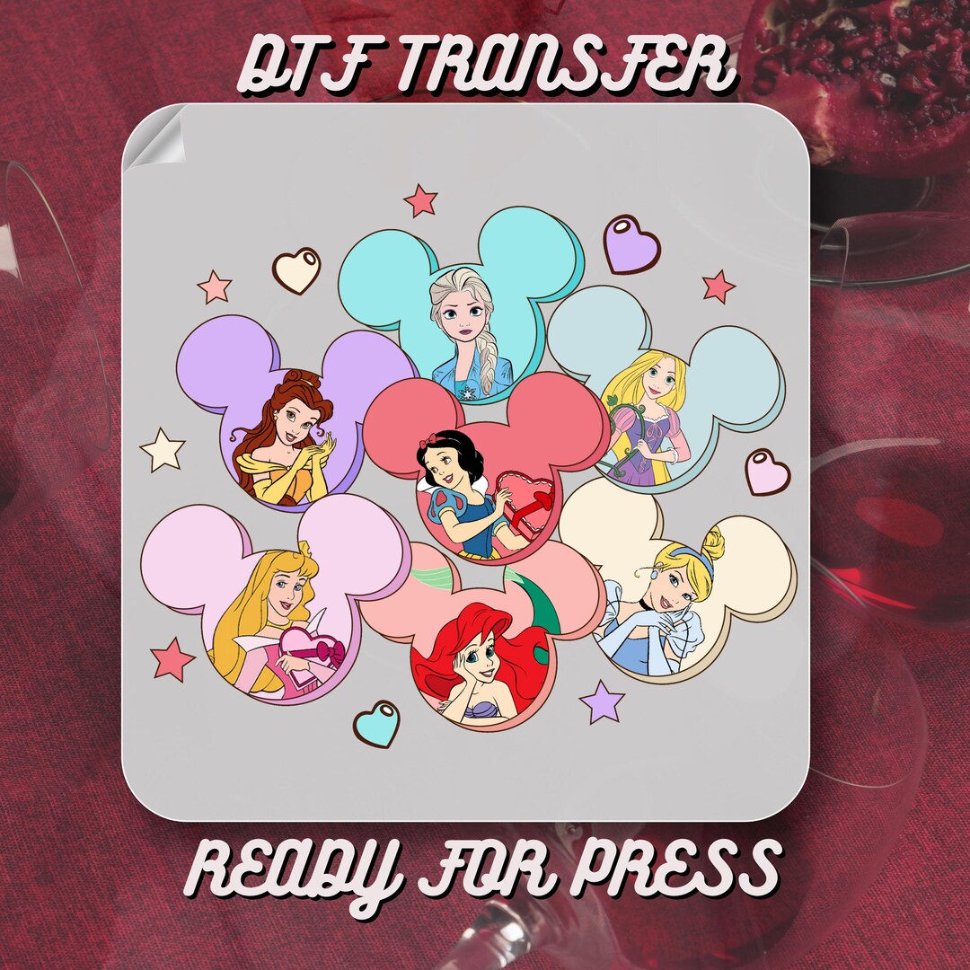 Disney Princesses Character DTF Transfer,princess Ready to Press,heat ...