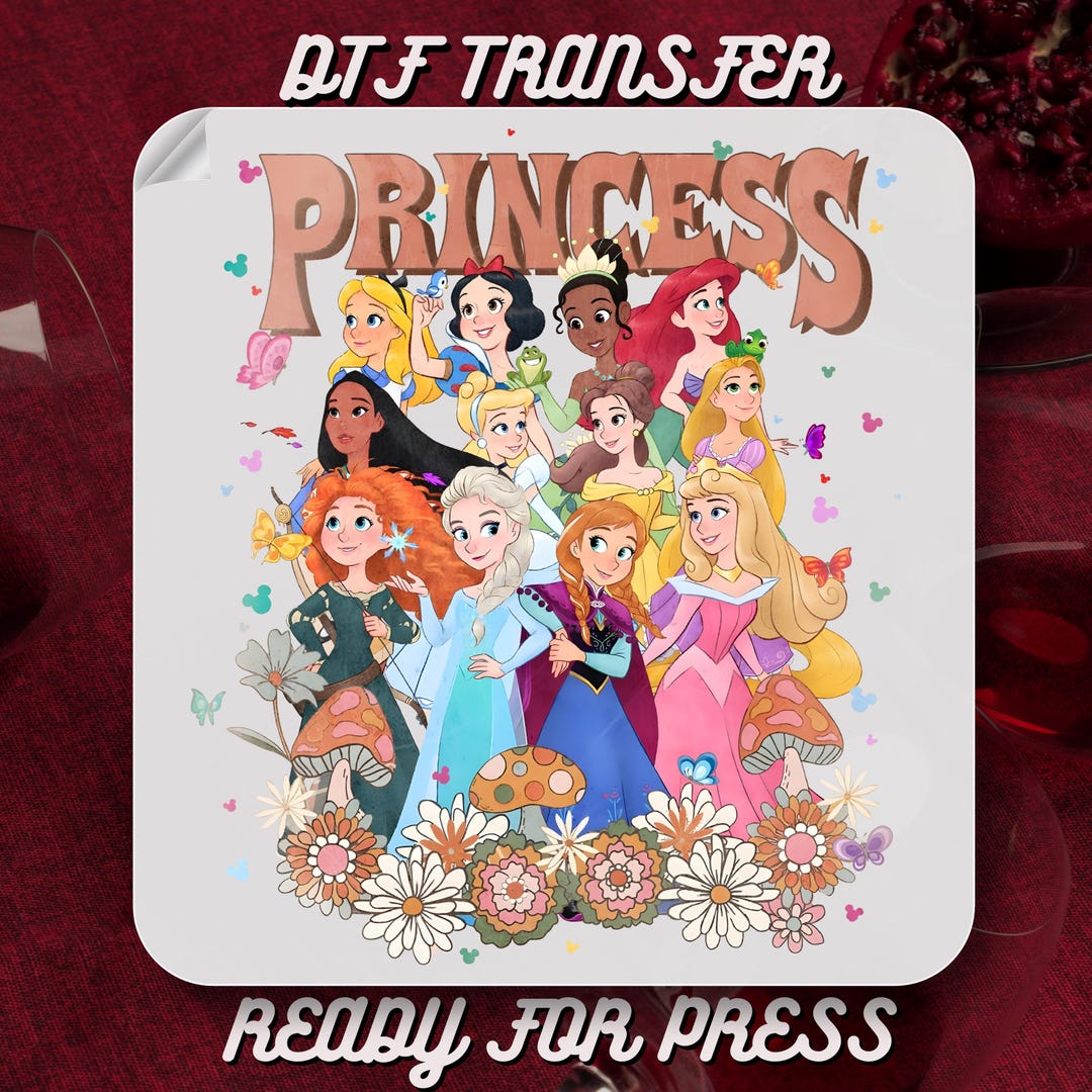 Disney Princesses Dtf Transfer,walt Disney World Dtf Transfers,retro ...