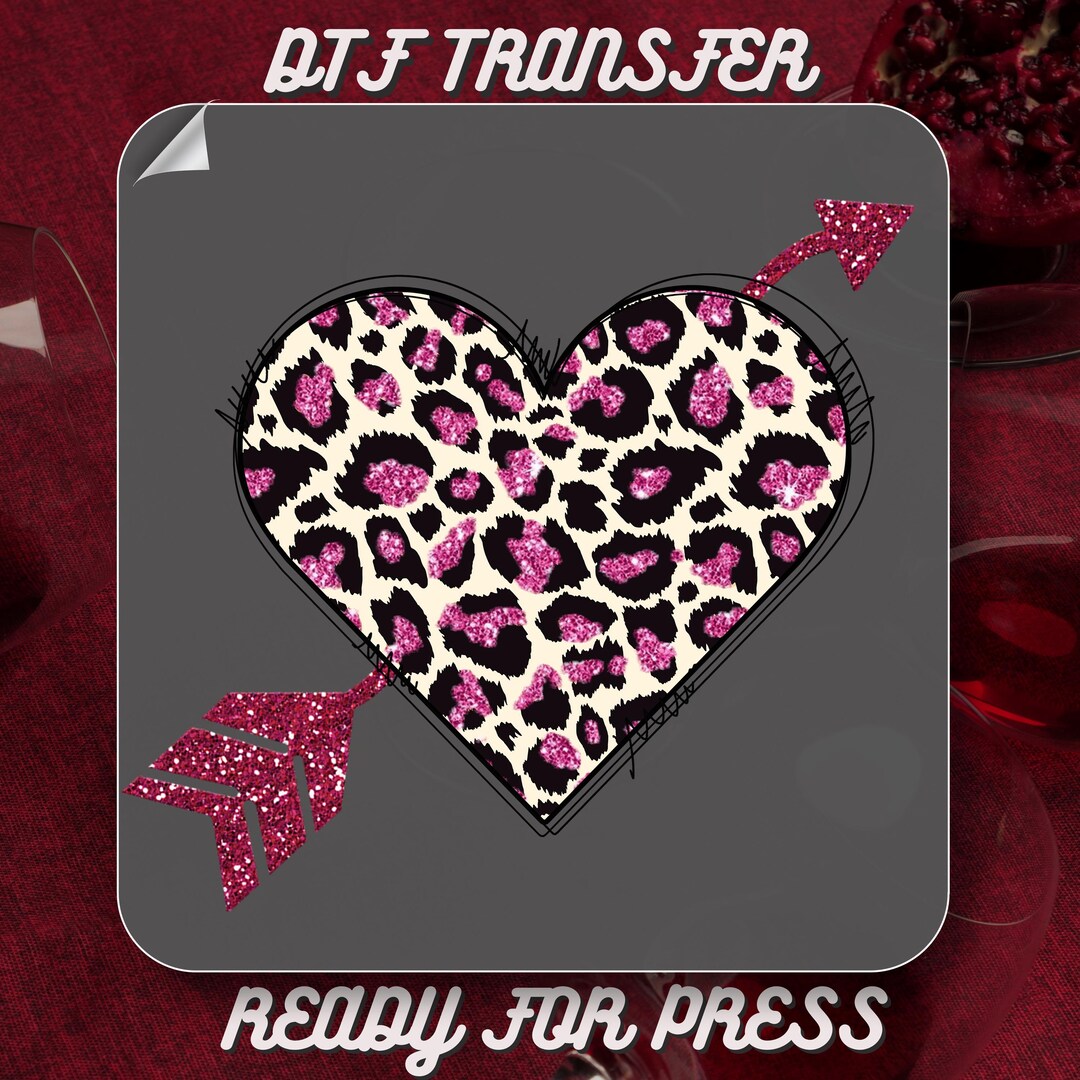 Valentines Day Leopard Heart DTF Transfer, Trendy Valentine Day Ready ...