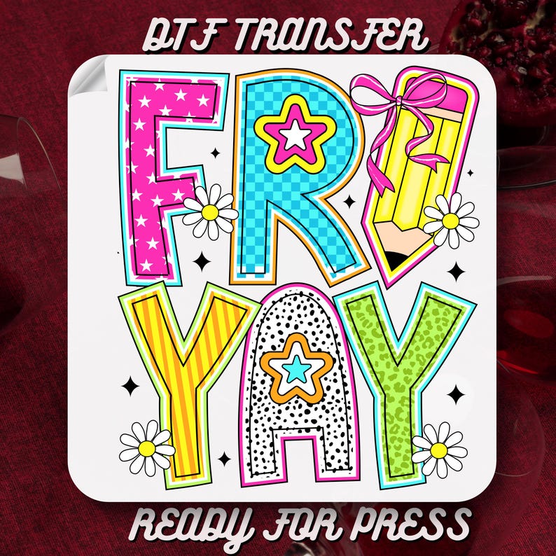 Friyay Teacher Dtf Transfer,preppy Friyay Teacher Ready to Press Dtf ...