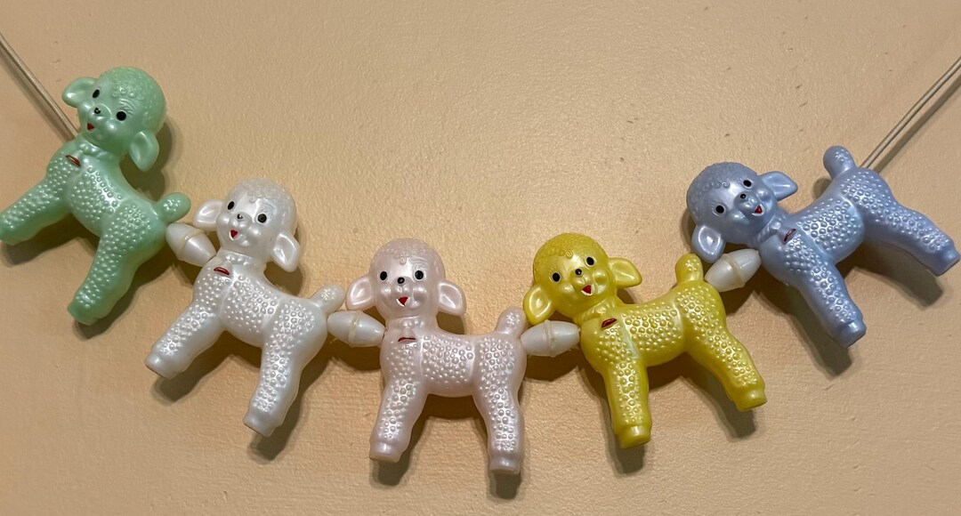 Vintage Hard Plastic Lambs on String Baby Rattle Toy Sheep Nursery - Etsy
