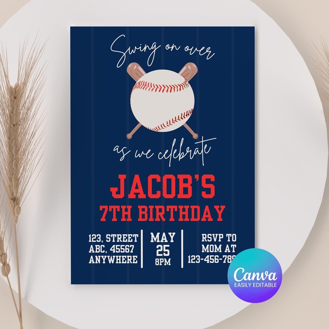 Editable Baseball Birthday Invitation, Sport Invitation, Baseball Party ...