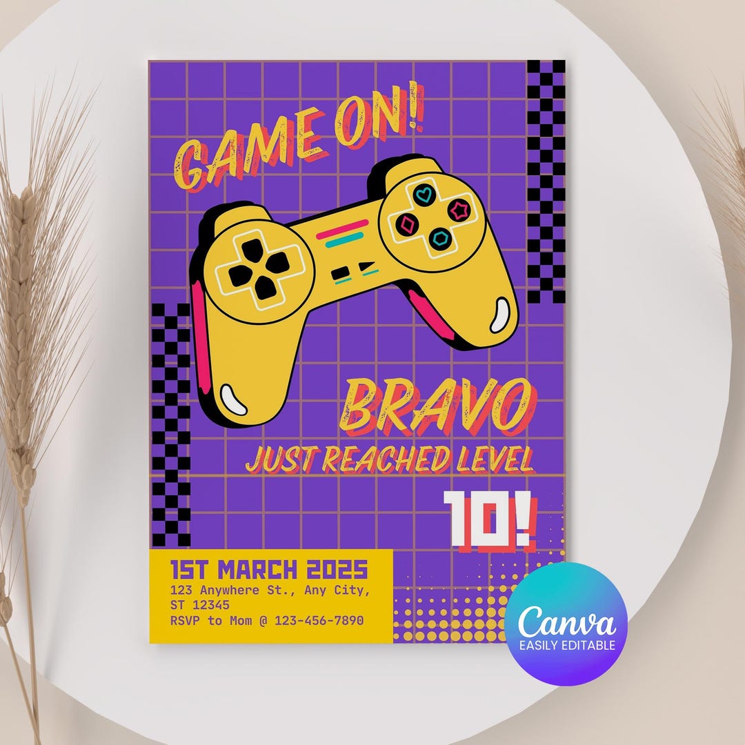 Editable Video Game Birthday Invitation Template, Video Game Invitation ...