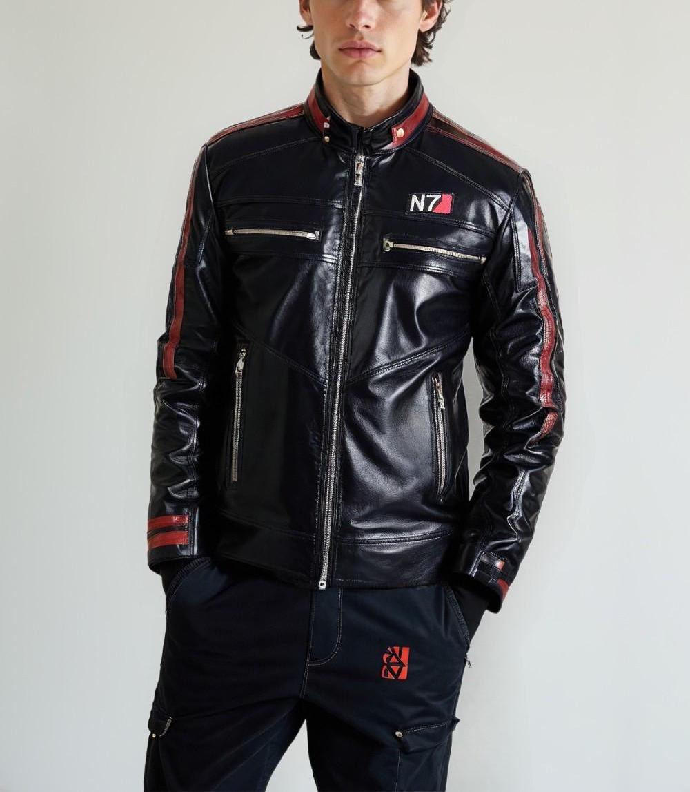 Logan Paul Mass Effect N7 Commander Shepard Jacket - Black Faux Leather ...