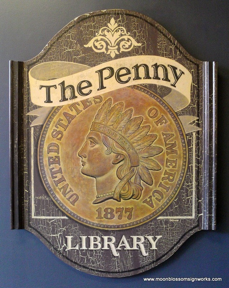 1877 Penny Coin Sign Hand Painted on Wood - Etsy