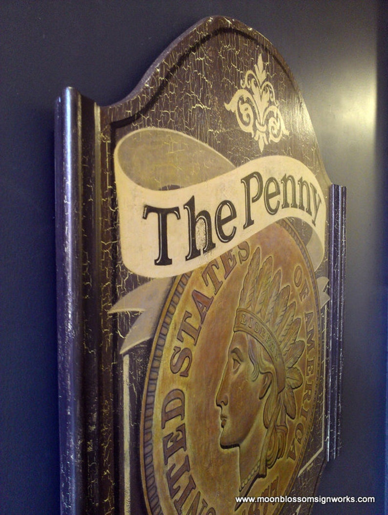 1877 Penny Coin Sign Hand Painted on Wood - Etsy
