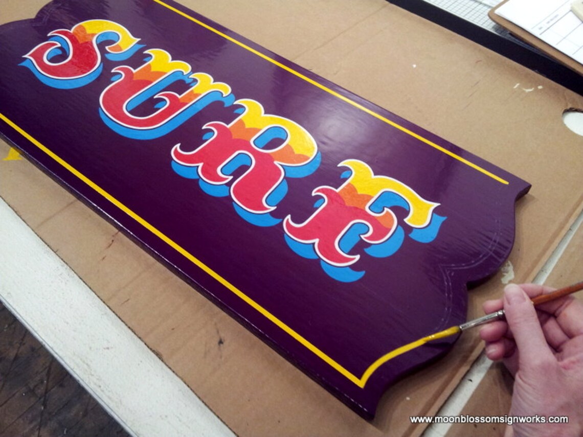 Hand Painted Surf Sign on Wood - Etsy