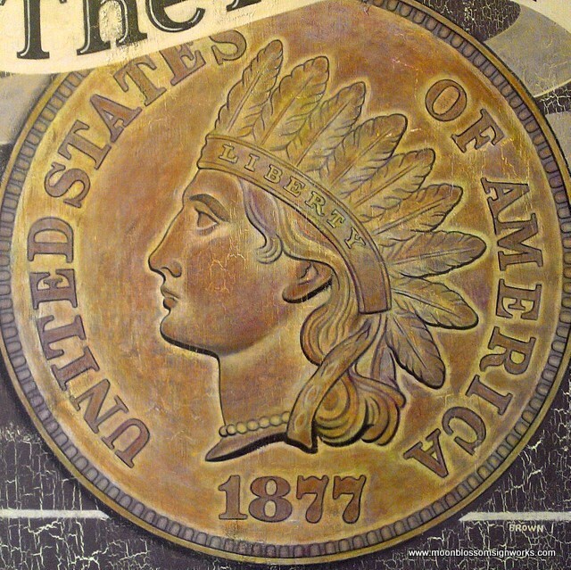 1877 Penny Coin Sign Hand Painted on Wood - Etsy