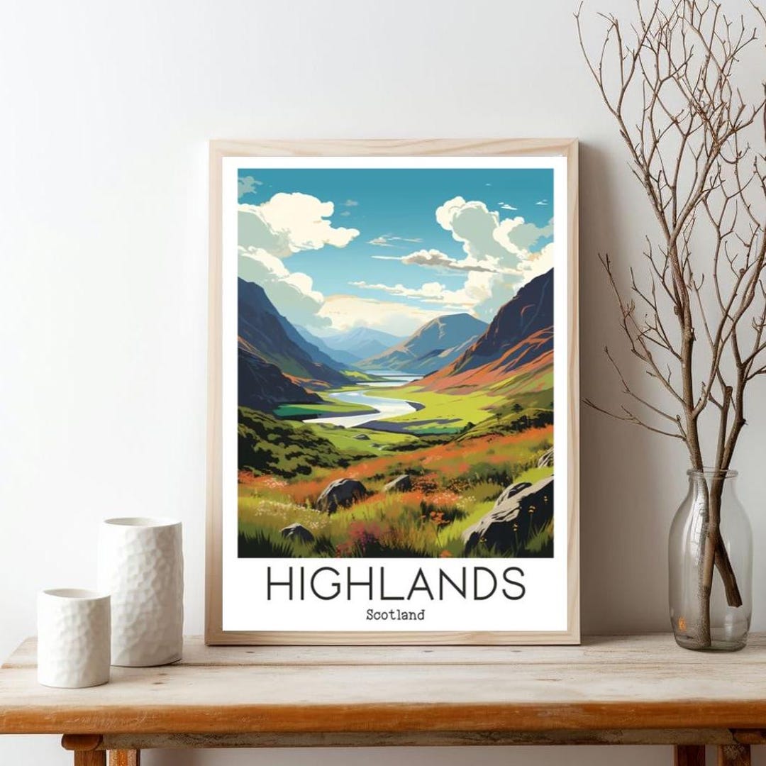 Scottish Highlands Art Print: Travel Poster, Home Decor (digital Print ...