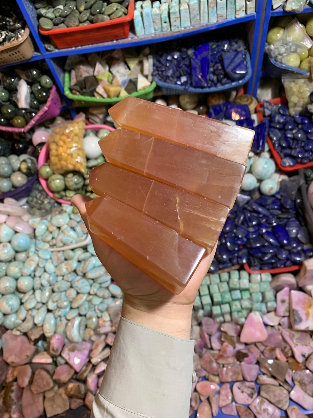 Raw Honey Calcite Crystal Tower | Reiki Charging Plate, 600g - Etsy
