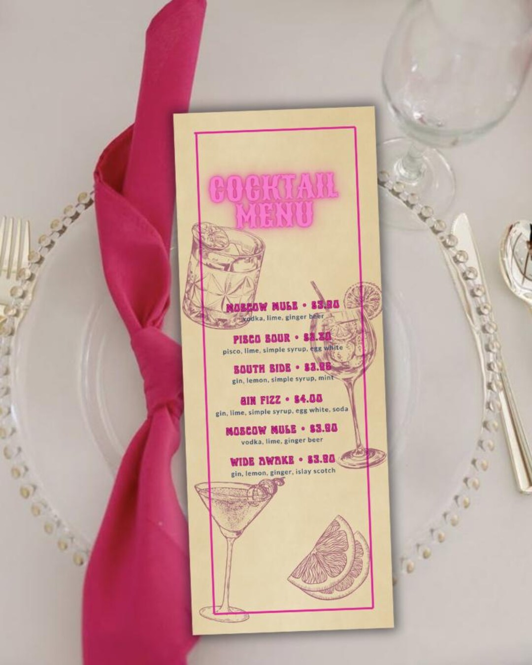 Retro Cocktail Menu | Editable Canva Template | Vintage Bar Drink List ...