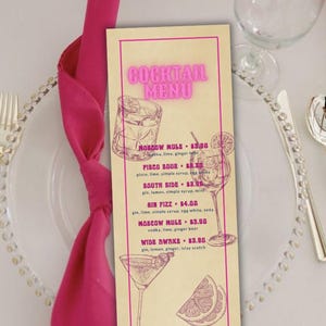 Retro Cocktail Menu | Editable Canva Template | Vintage Bar Drink List ...