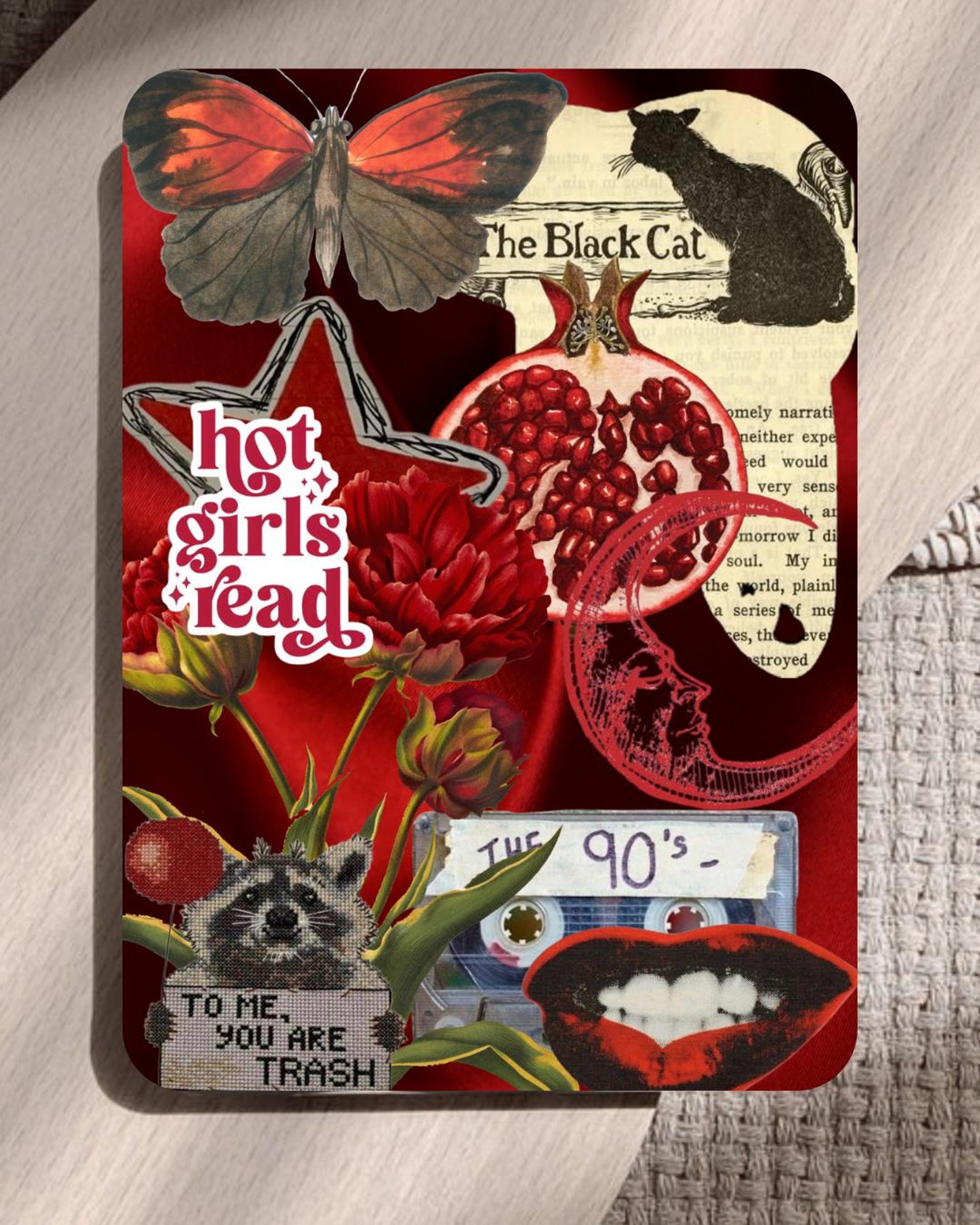 Red Gothic Collage Kindle Insert – Bold Vintage Aesthetic – Compatible ...