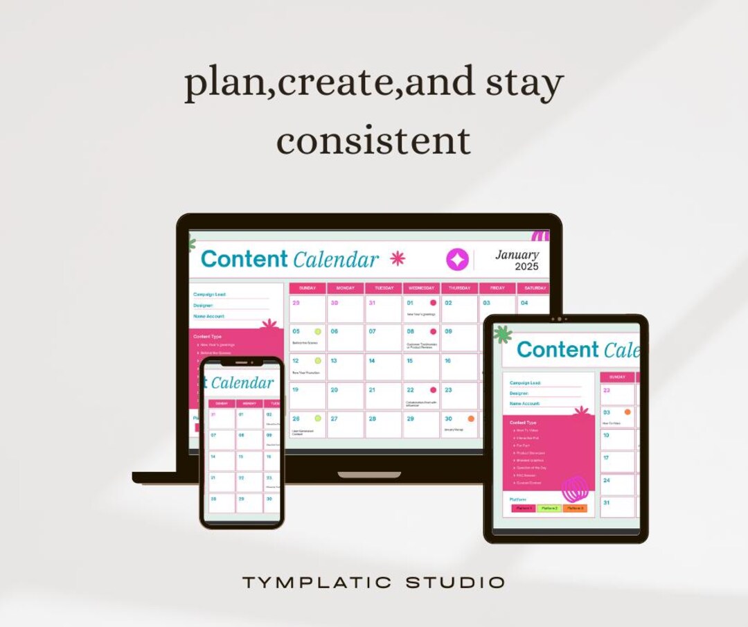 Monthly Social Media Content Calendar | Plan Create and Grow | Perfect ...