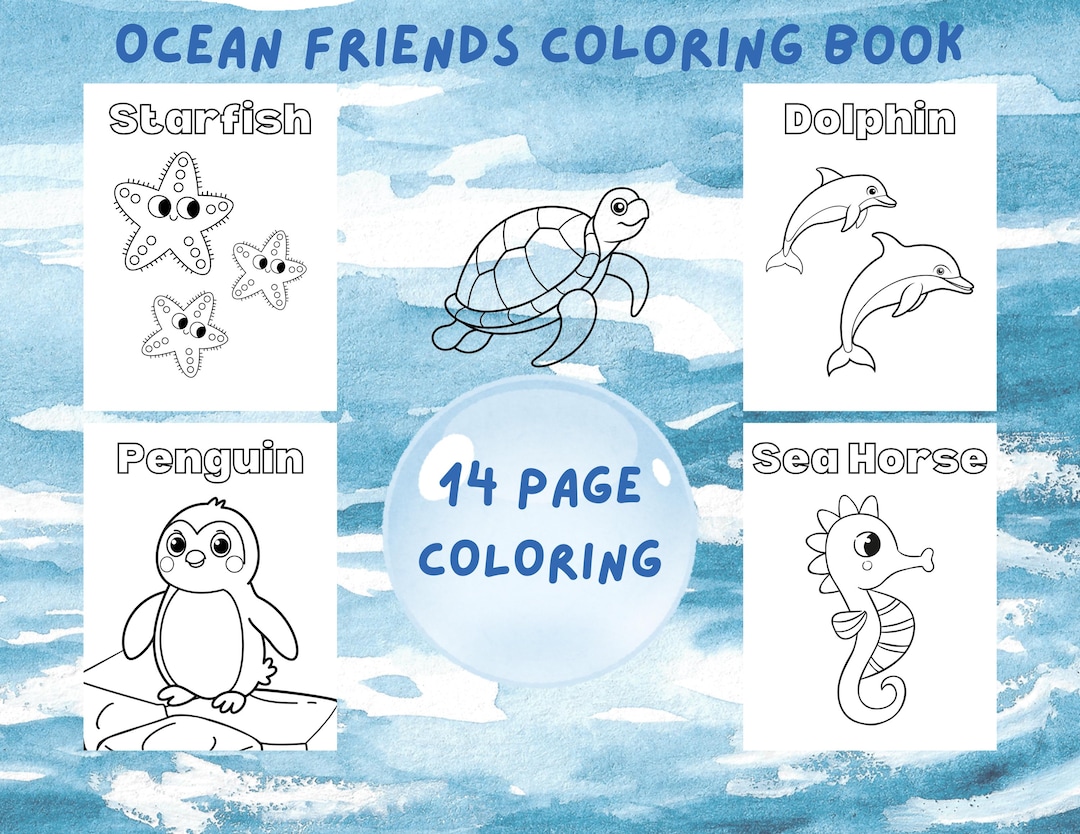 Ocean Friends Coloring Book Pages - Ocean Creature Coloring Book - Fish ...