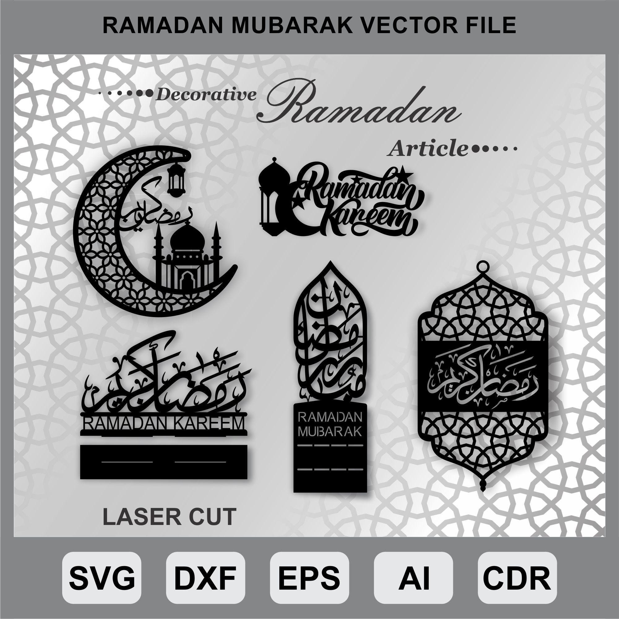 Ramadan Mubarak Decorative Piece Set | Set of 5 Islamic Design Files ...