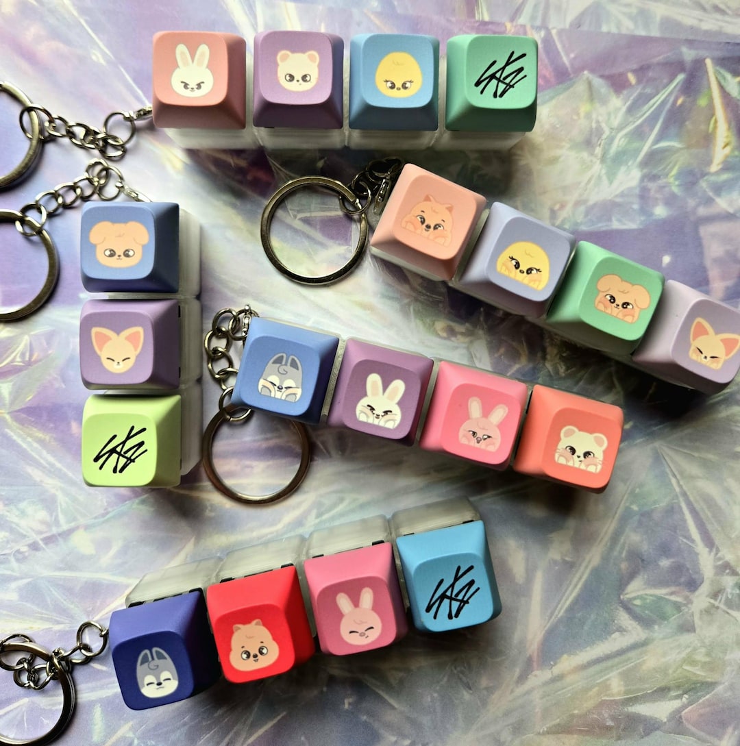 Skzoo Keycap Keychains, Light up Clicky Keychain, Stray Kids Keychains ...