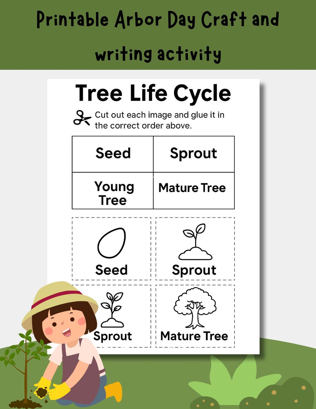 Printable Arbor Day Activity for Kids – Tree Craft and Writing Pack ...