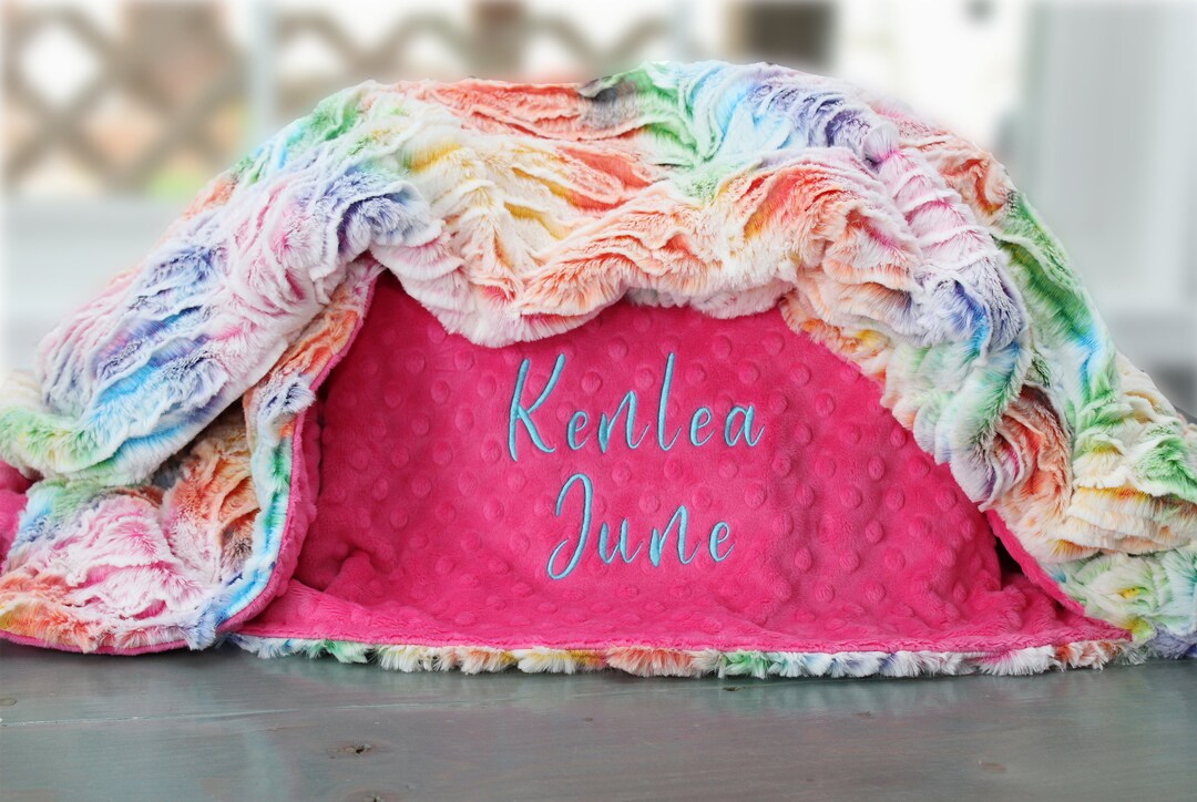 Personalized Blanket, Rainbow Zebra Minky Baby Blanket, Baby Girl ...