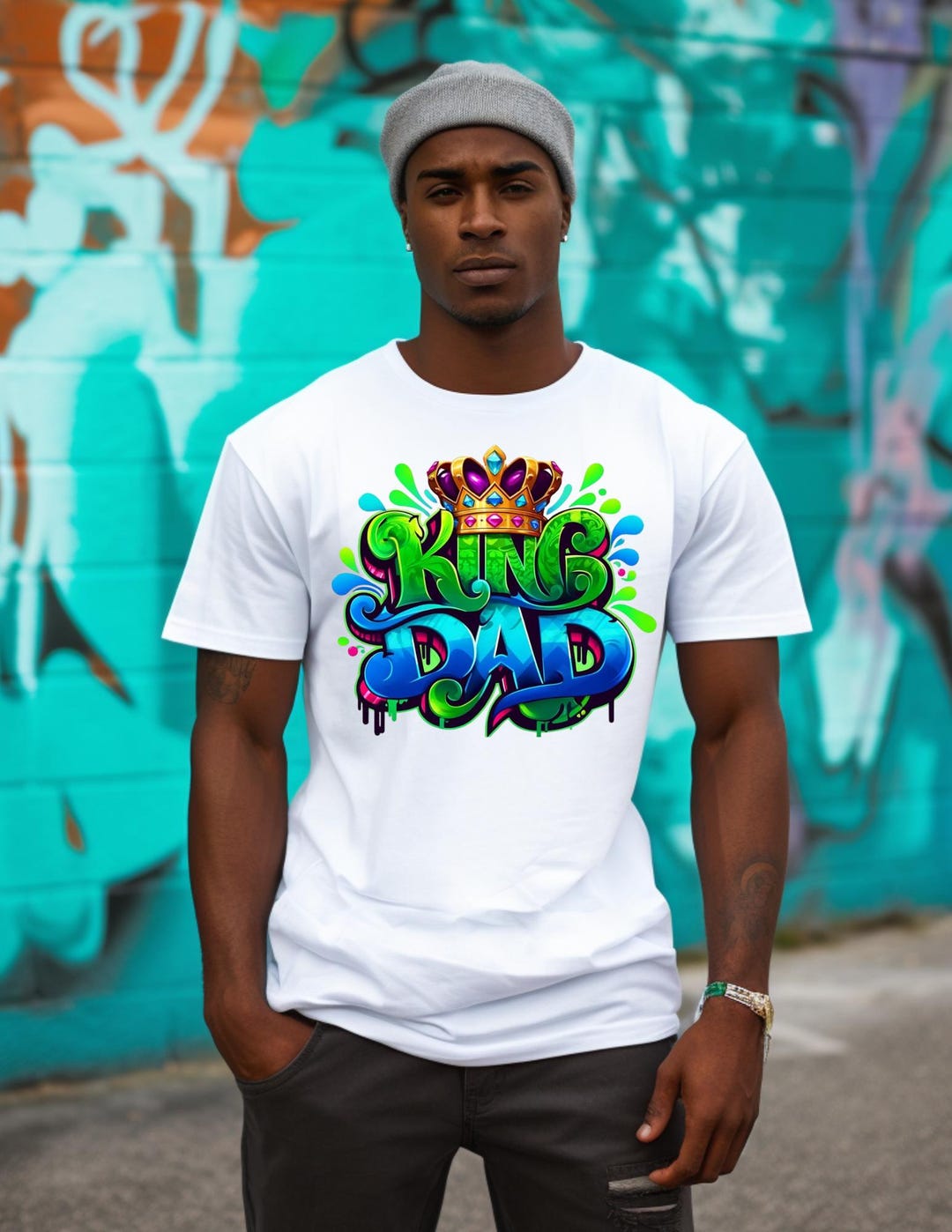 Dad PNG | King Dad Graffiti Clipart | Bright Crown Dad Sublimation ...