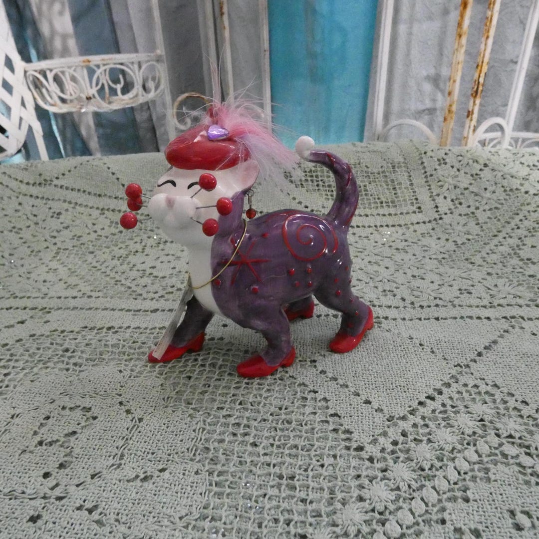 Vintage 2004 Ceramic, Amy Lacombe Whimsi Clay Virginia Whimsical Cat ...