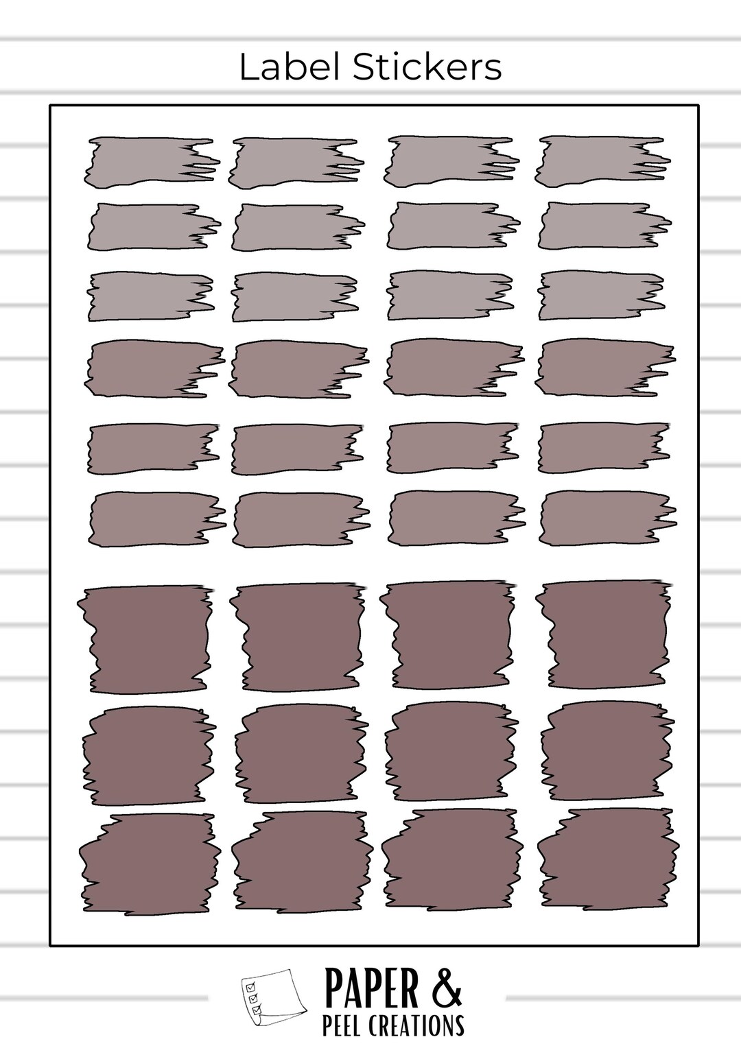 36 Brush Stroke Inspired Strip Label Planner Stickers Painty Edge Text ...