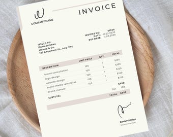 Editable Canva Invoice Template | Minimalist Business Billing ...