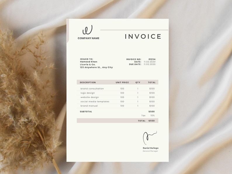 Editable Canva Invoice Template | Minimalist Business Billing ...