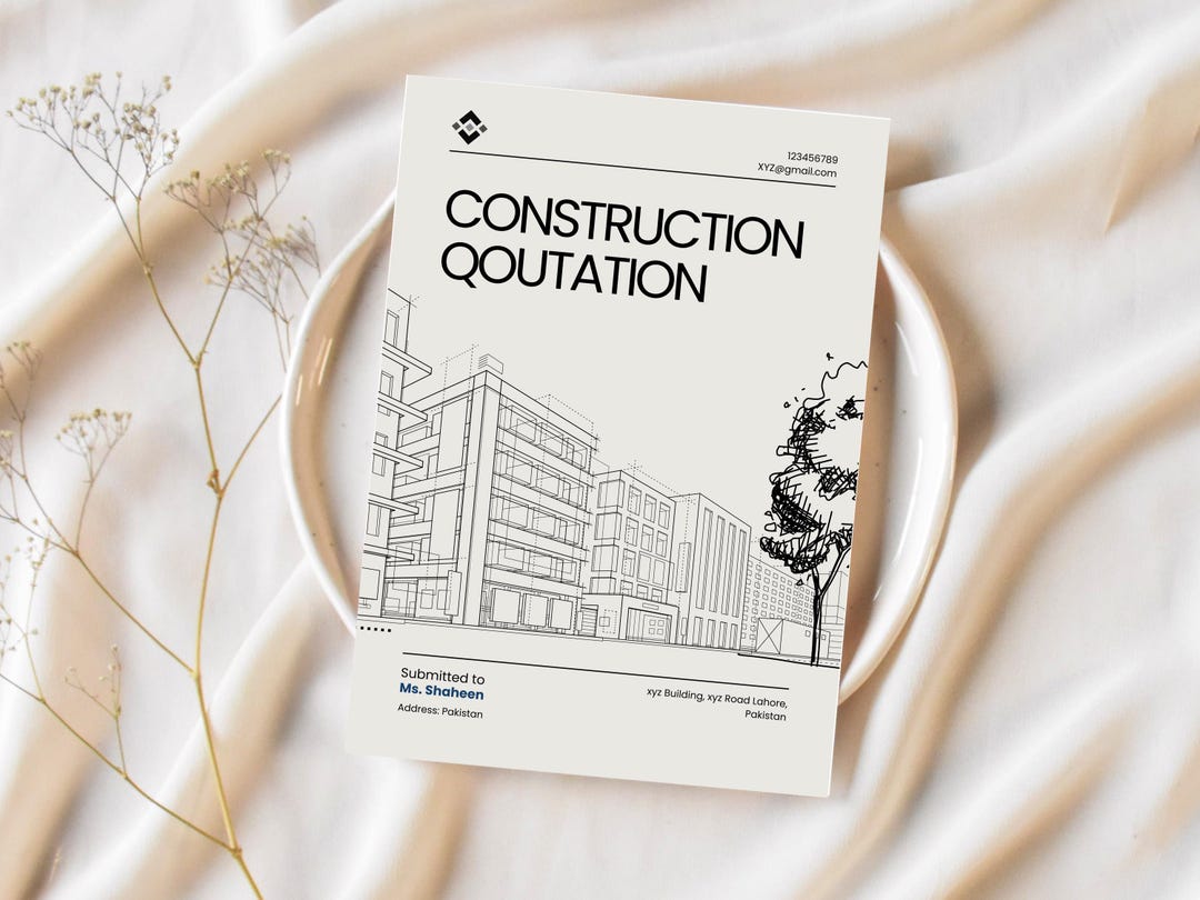 Construction Quotation Template, Canva Editable (PDF Digital Download ...