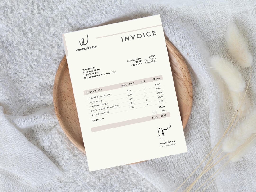 Editable Canva Invoice Template | Minimalist Business Billing ...