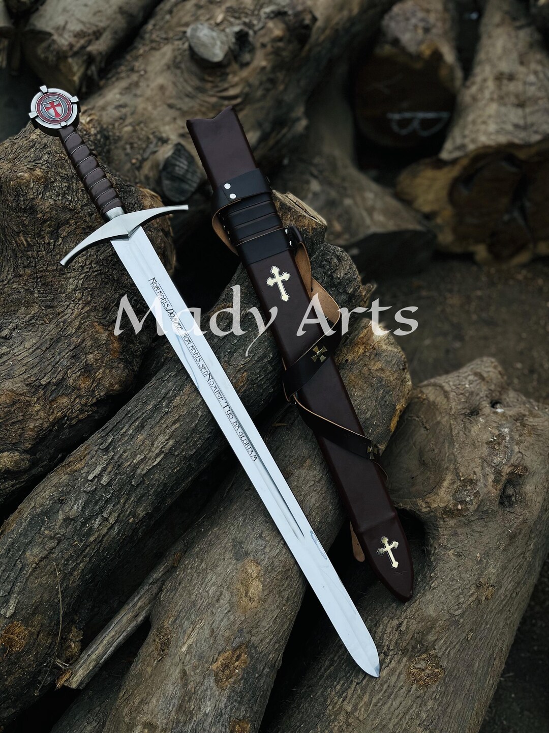 Handmade Knights Templar Accolade Sword Replica – Medieval Crusader ...