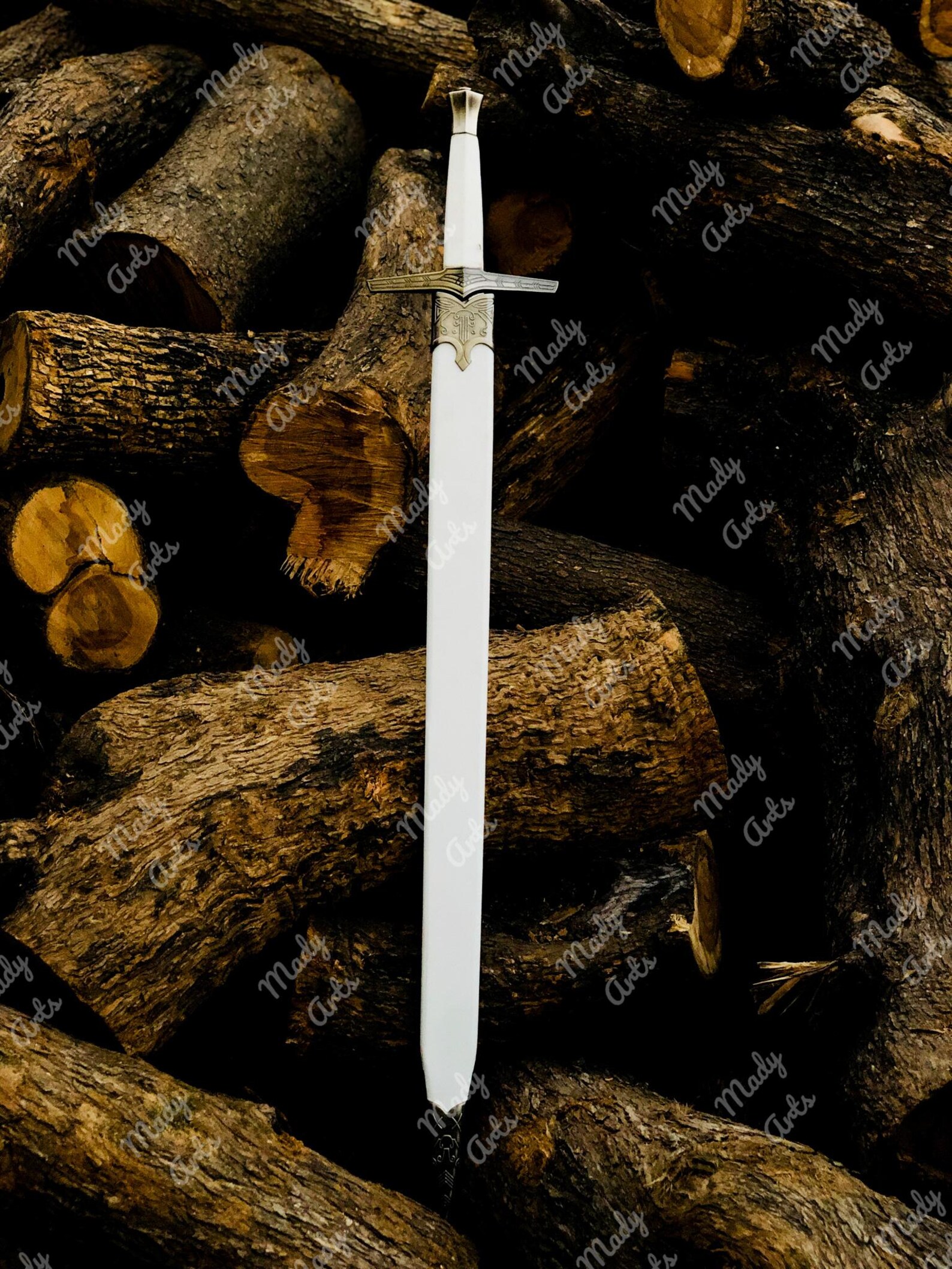 Hand Forged Witcher Silver Sword: Geralt of Rivia Replica With Leather ...