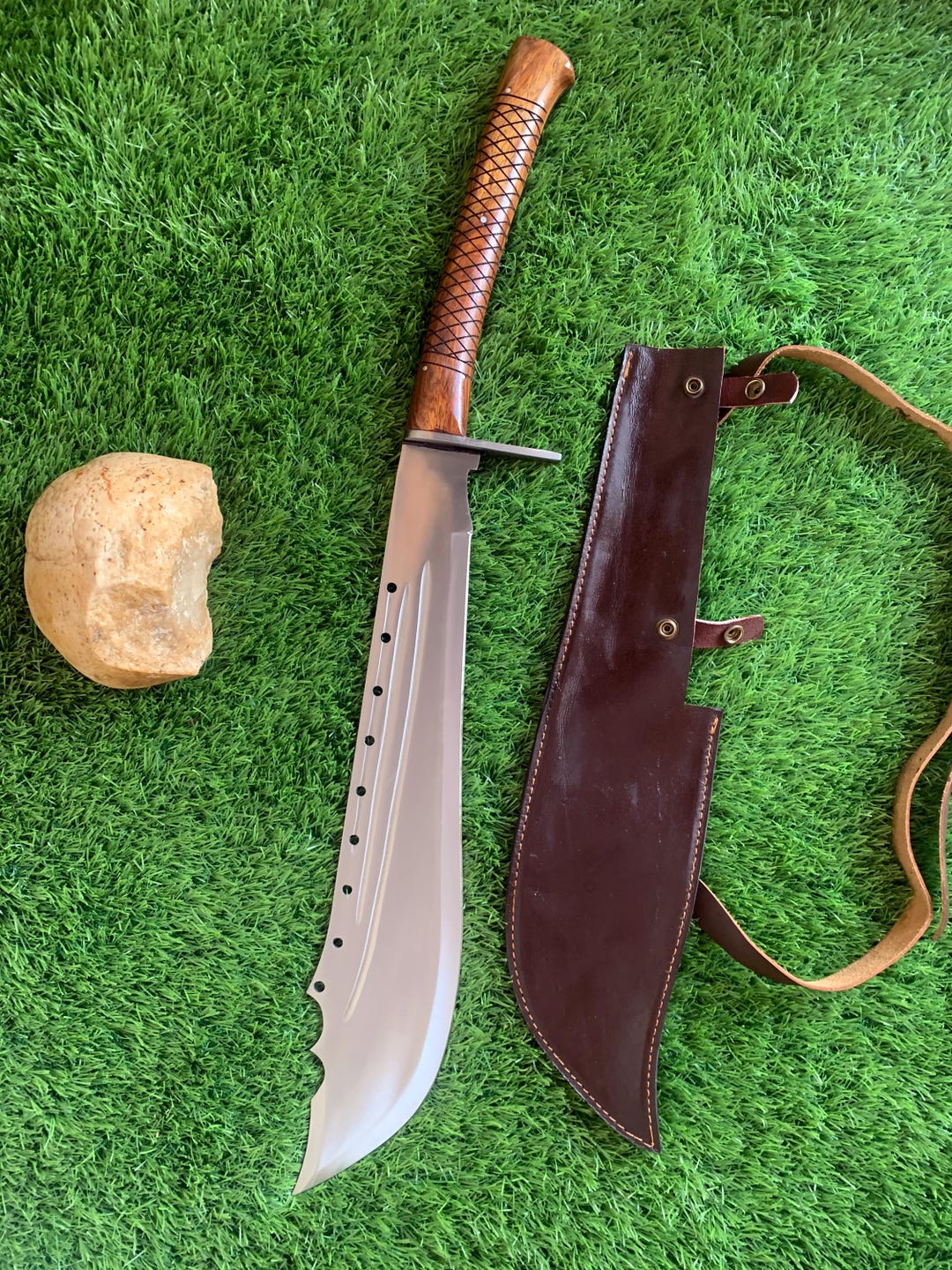 Personalized High Carbon Steel Machete: Engraved Rosewood Handle ...
