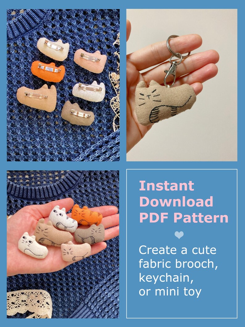 Fabric Cat Sewing Pattern PDF | Easy Hand Tutorial | DIY Cat Toy ...