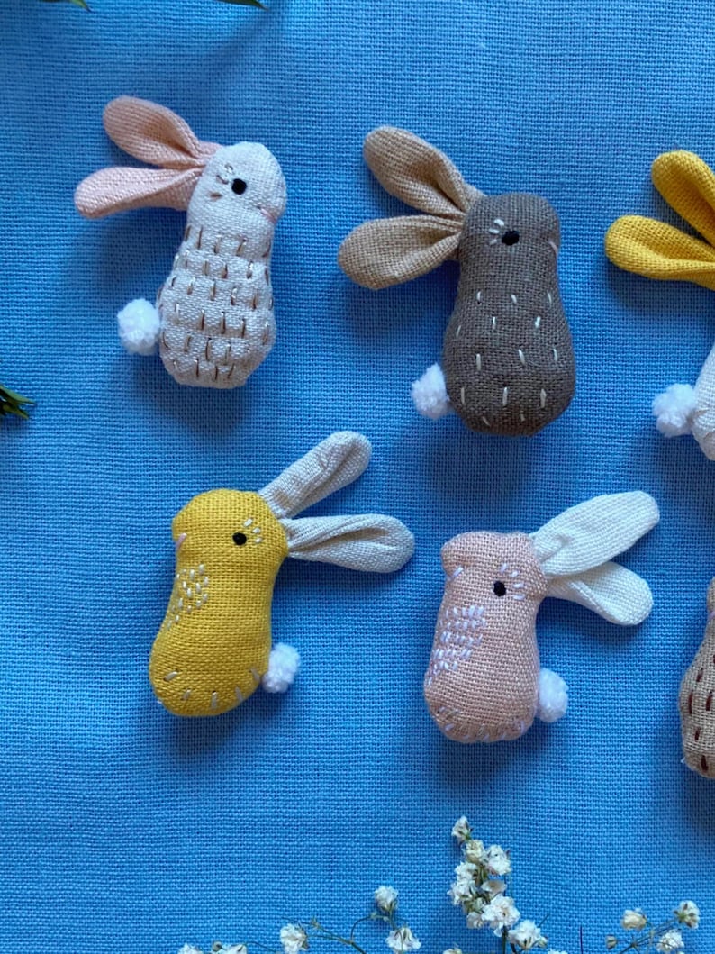 Mini Bunny Sewing Pattern PDF - Fabric Rabbit Brooch Pin & Keychain ...