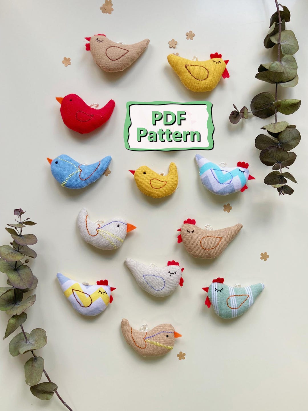 Bird Sewing Pattern - Fabric Chicken DIY - Easter Bird Tutorial ...
