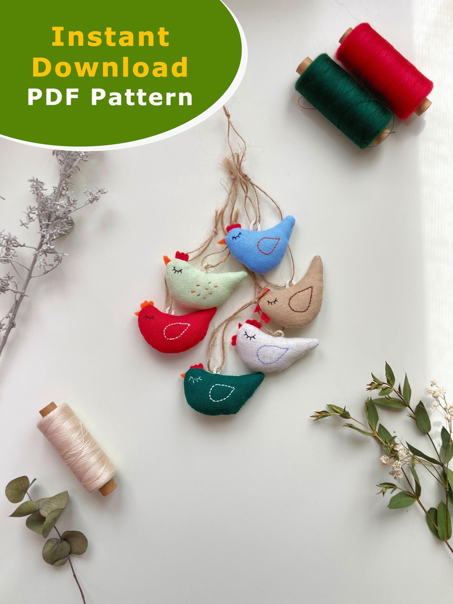 Bird Sewing Pattern PDF - Fabric Chicken Chick DIY - Easter Bird ...