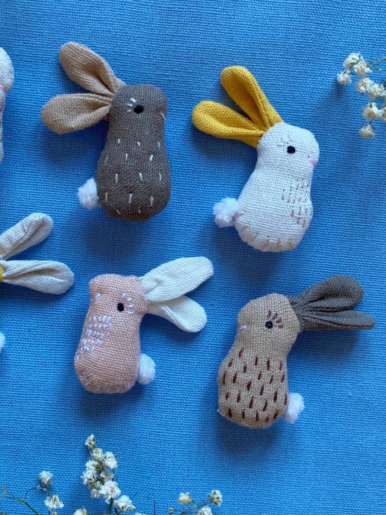 Mini Bunny Sewing Pattern PDF - Fabric Rabbit Brooch Pin & Keychain ...